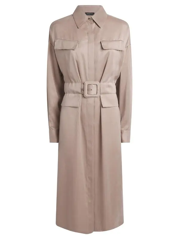 Fabiana Filippi Wool-blend Safari Midi Dress With Tie Belt - Brown