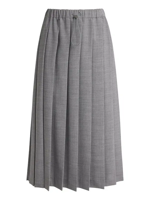 Fabiana Filippi Wool Pleated Midi Skirt - Grey