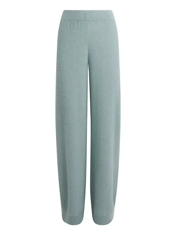 Fabiana Filippi Wool-silk Blend Embellished Wide-leg Trousers - Green
