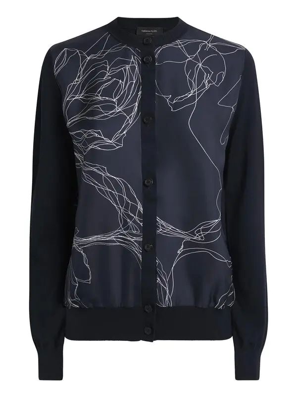 Fabiana Filippi Silk-blend Floral Cardigan - Blue