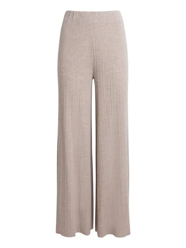 Agnona Cashmere Wool Silk Wide-leg Trousers - Beige
