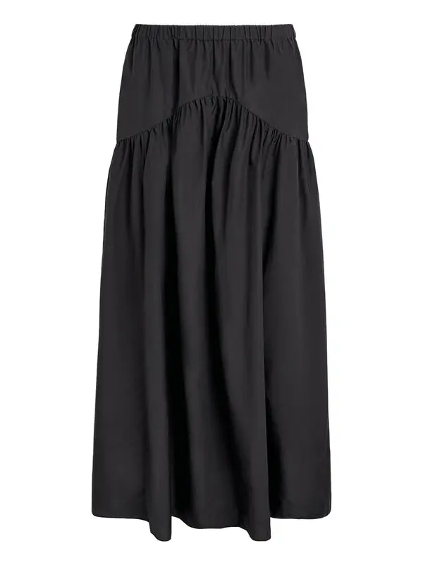 Theory Curved Yoke Midi Skirt - Black