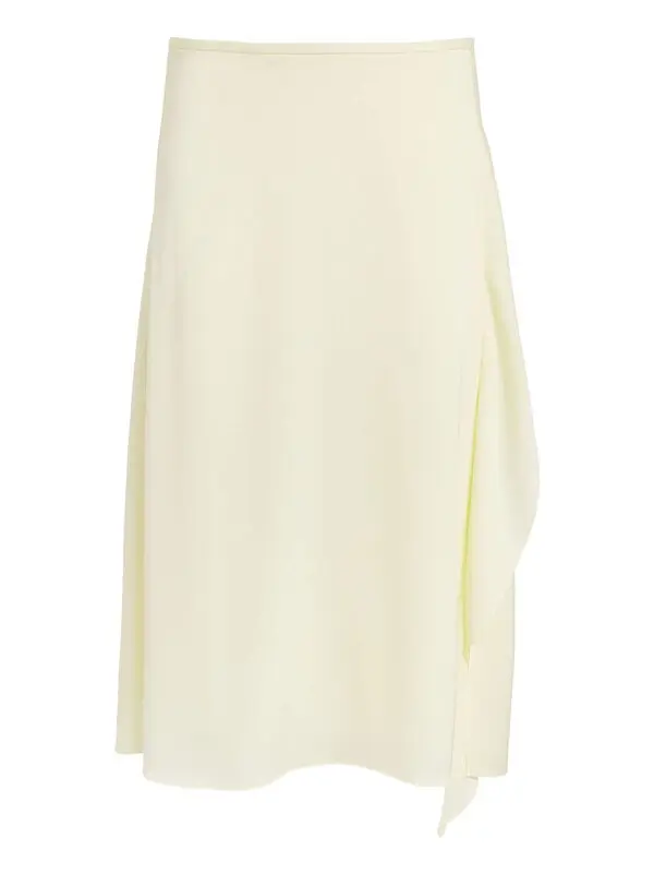 Theory Crushed Satin Draped Sarong Midi Skirt - Ivory