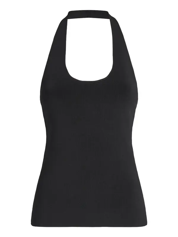Theory Ribbed Halterneck Top - Black