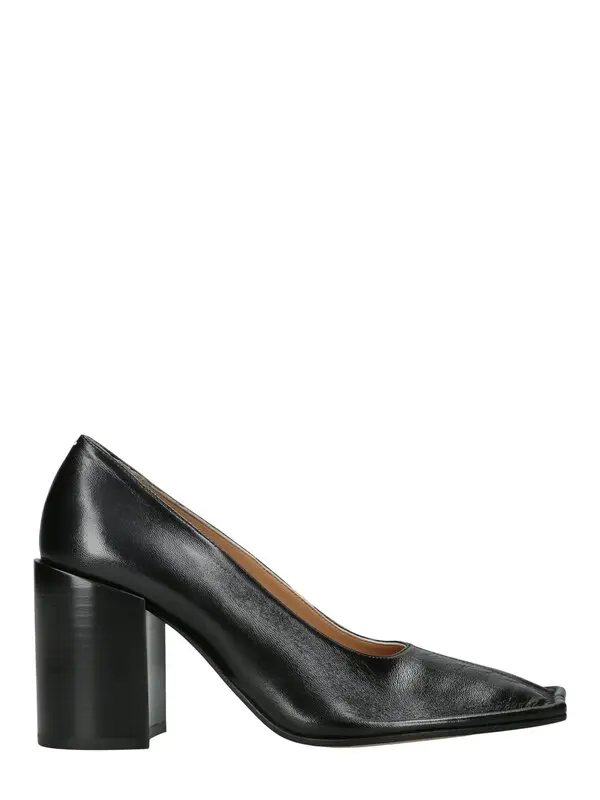 MAISON MARGIELA Leather Piped Square Toe Heeled Pumps - Black