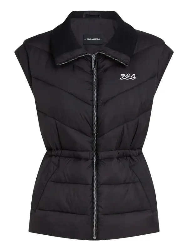 Karl Lagerfeld Drawstring-waist Quilted Gilet - Black