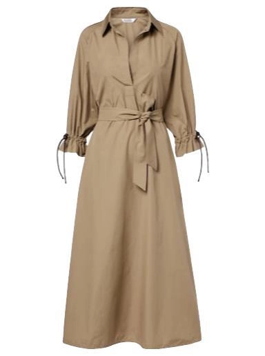 Max Mara Cotton Midi Shirt Dress With Belt - Nude