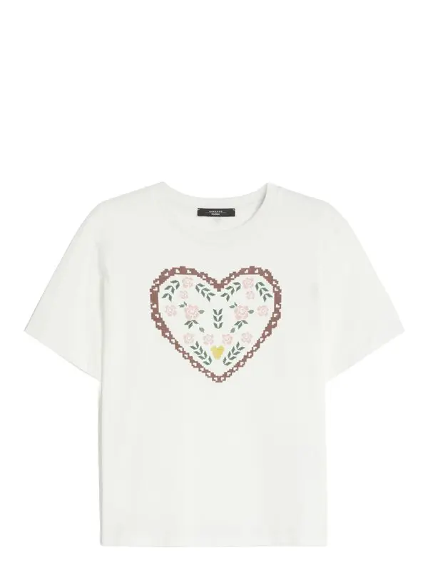 Max Mara Crewneck T-shirt With Embroidered Butterfly Logo - White