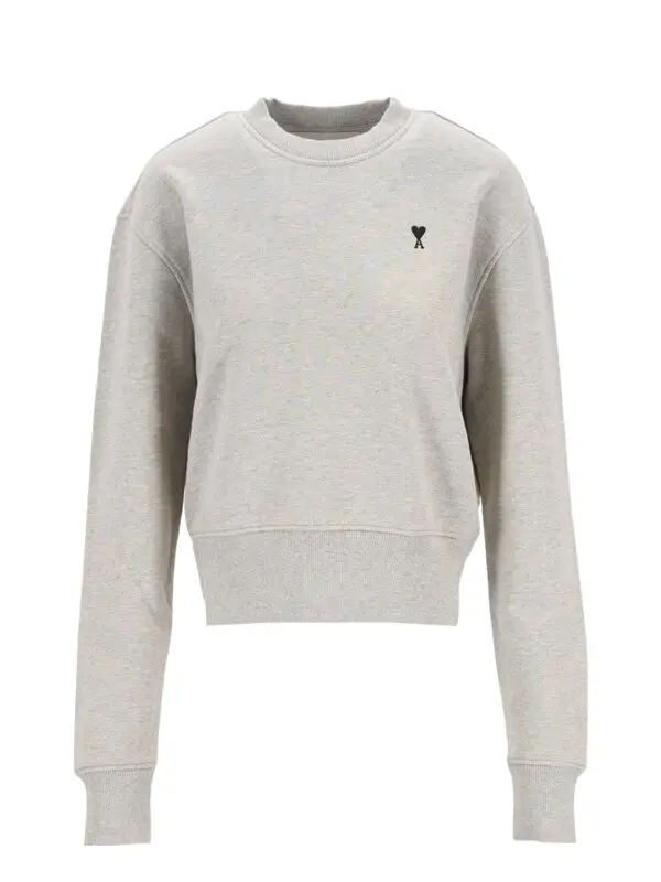 AMI Paris Crewneck Sweatshirt With Embroidered Logo - White