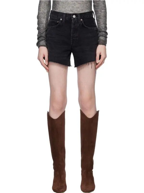 AGOLDE High Waist Denim Shorts - Black