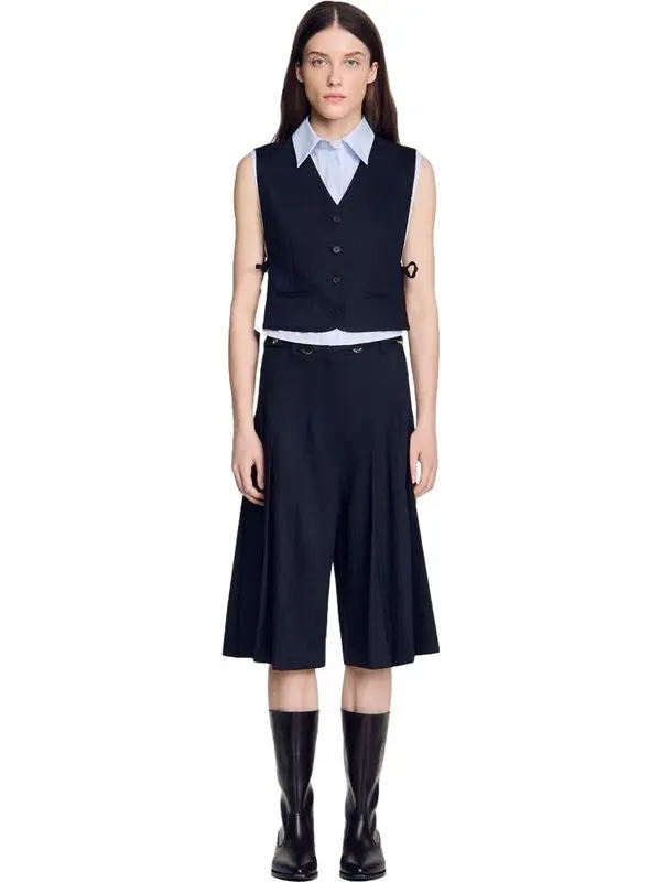Sandro 2-in-1 Vest And Striped Shirt Set - Navy Blue