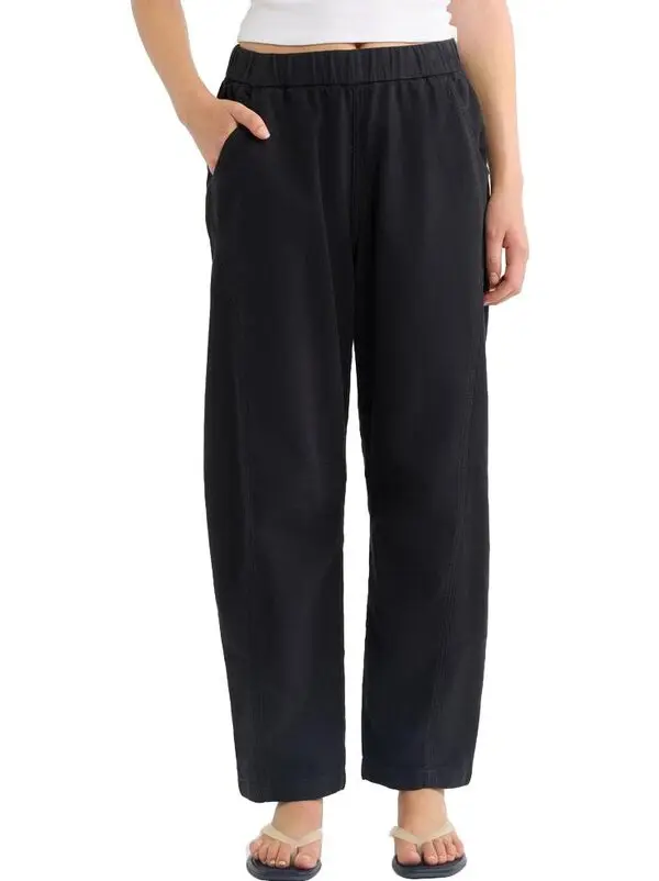 Marine Layer Pull-on Barrel Leg Twill Pants - Black