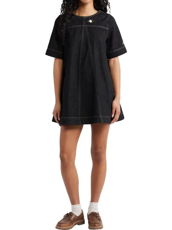 DAMSON MADDER Bridget Organic Cotton Denim Mini Dress - Black