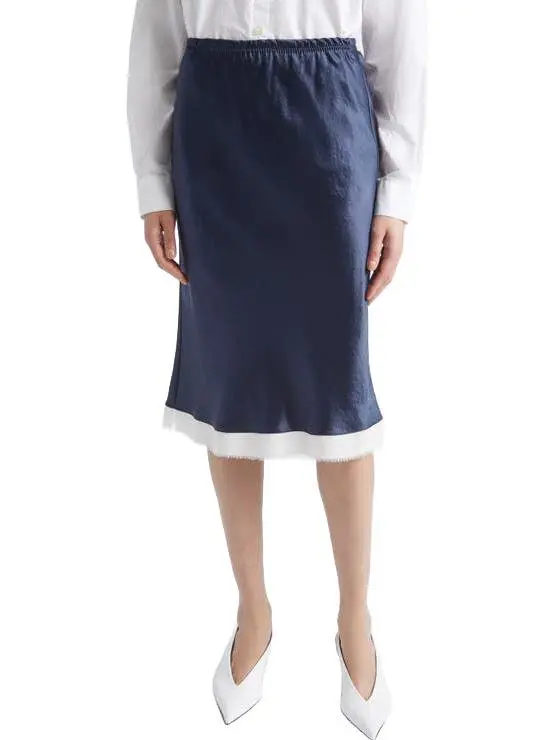 Maria Mcmanus Bias Ribbon Midi Skirt - Navy