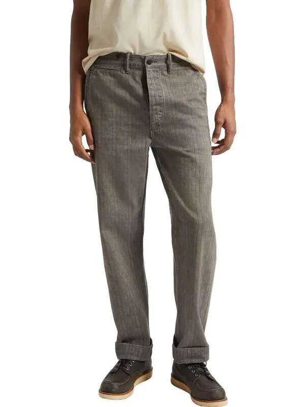 Double Rl Stanton Stripe Cotton Twill Chinos - Grey Herringbone
