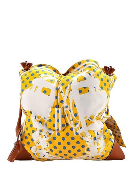 Hermès Silky City Bag Printed Silk And Leather Pm - Yellow