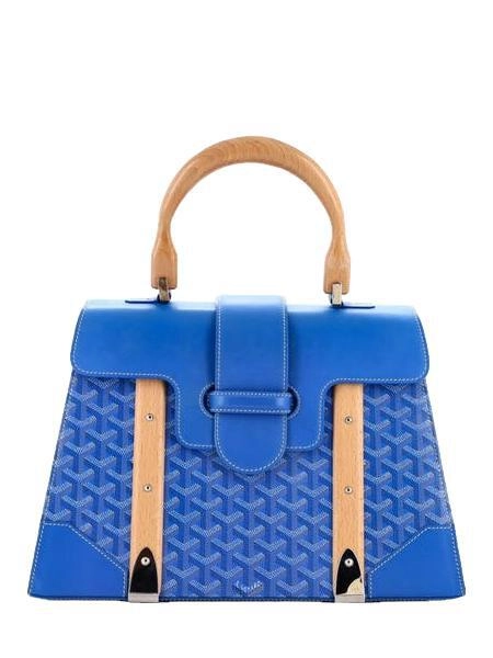 Goyard Saigon Top Handle Bag Coated Canvas With Leather Mm - Blue