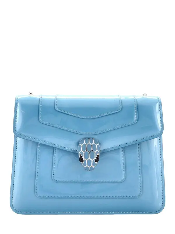 BVLGARI Serpenti Forever Square Shoulder Bag Patent Small - Blue