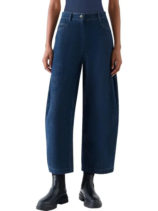 Akris Cropped Barrel Leg Jeans - Blue Denim
