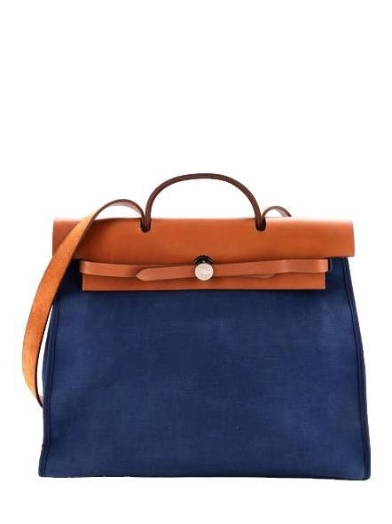 Hermès Herbag Zip Leather And Toile 39 - Blue