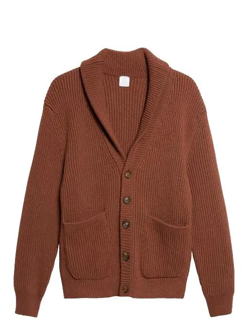 Eleventy Shawl Collar Ribbed Wool Cardigan - Amber