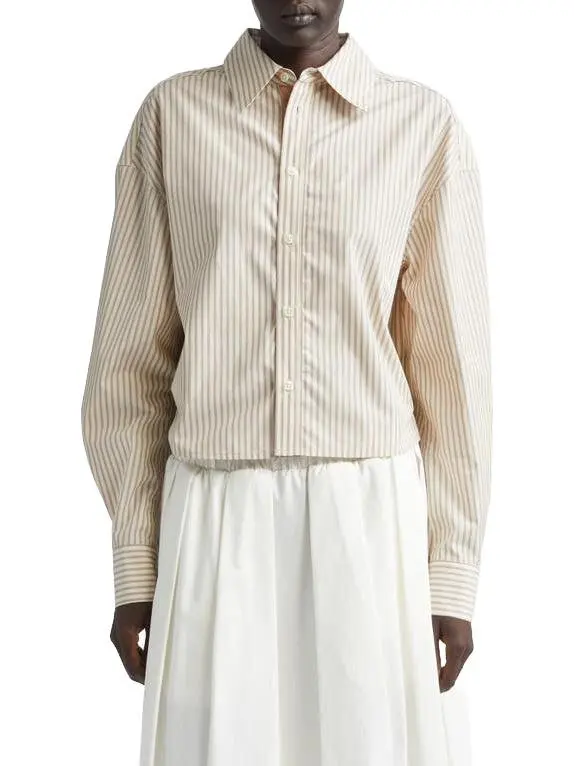 KALLMEYER Tegan Stripe Cotton Poplin Button-up Shirt - Currant