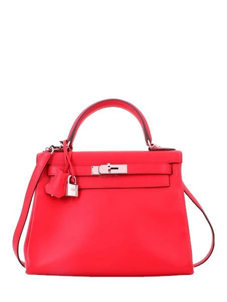 Hermès Kelly Handbag Verso Evercolor With Palladium Hardware 28 - Red