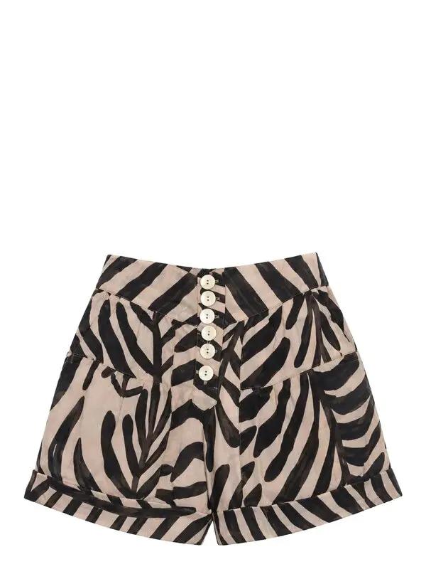MUCHE & MUCHETTE Vivi Short With Button Detail - Black/brown