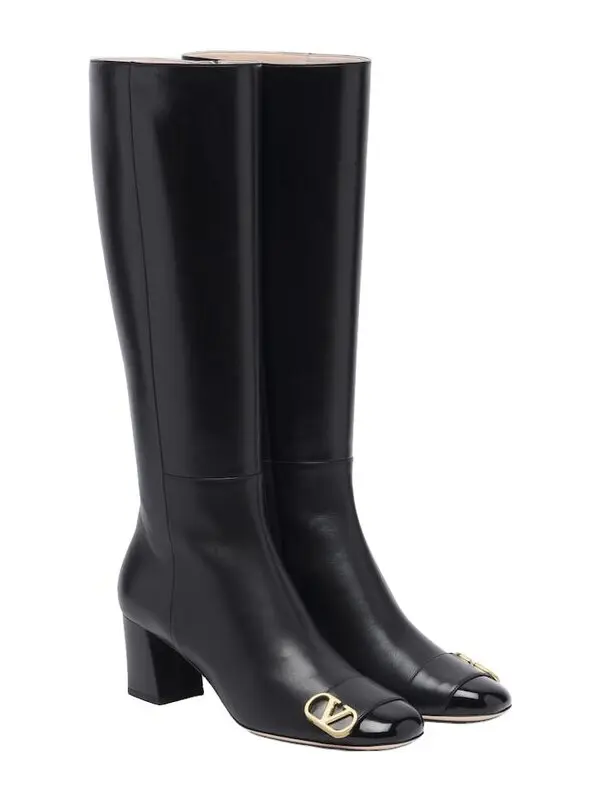 Valentino Garavani V Vlogo Leather Knee-high Boots - Black