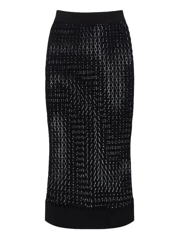 Saint Laurent Pointelle Pencil Skirt - Black