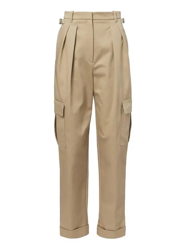 MUGLER Pleated Cotton-blend Cargo Pants - Beige