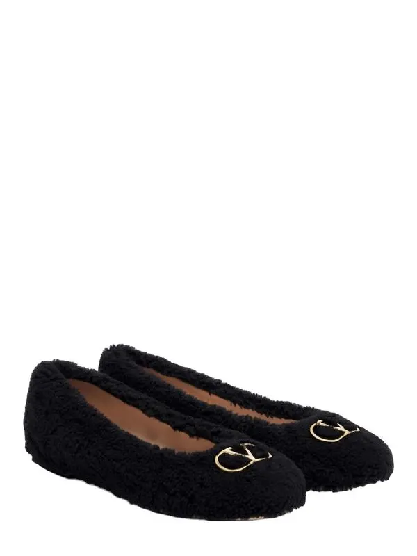 Valentino Garavani Vlogo Teddy Ballet Flats - Black