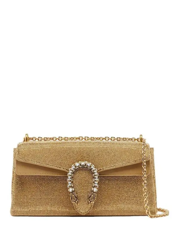 Gucci Dionysus Small Embellished Suede Shoulder Bag - Gold