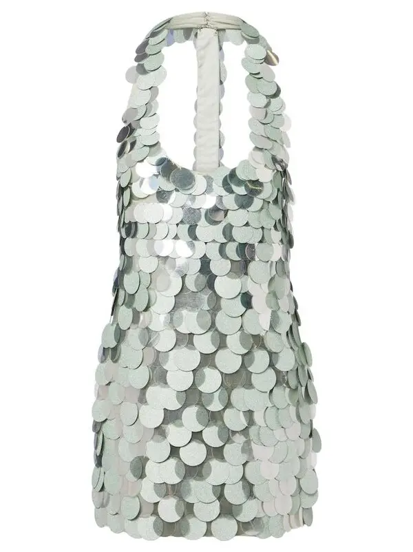 Retrofete Briggs Halterneck Sequined Mini Dress - Green