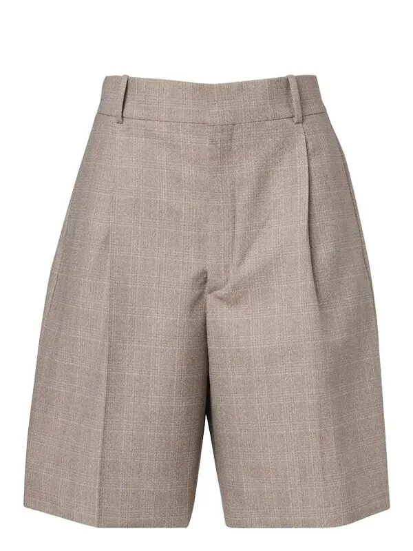 Bottega Veneta Prince Of Wales Check Wool Bermuda Shorts - Beige