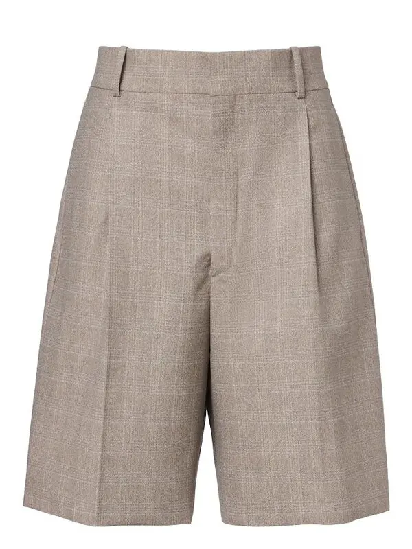 Bottega Veneta Prince Of Wales Check Wool Bermuda Shorts - Gray