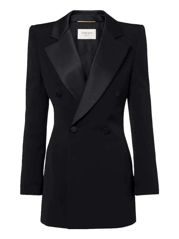Saint Laurent Wool Blazer Dress - Black