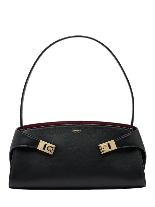 FERRAGAMO Leather Shoulder Bag - Black