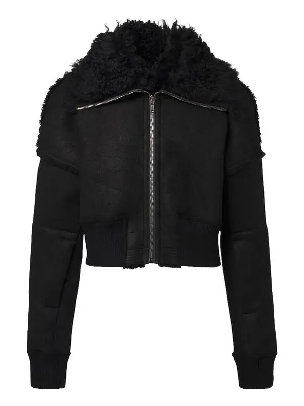 Rick Owens Flight Cropped Leather Jacket - Black