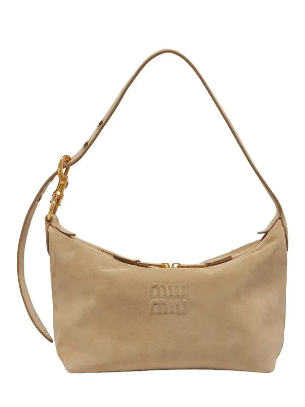 Miu Miu Spirit Suede Shoulder Bag - Beige