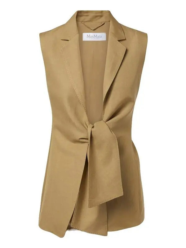 Max Mara Linen And Silk Twill Vest - Green