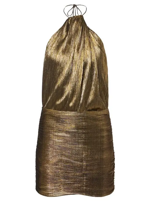 Retrofete Lavinia Halterneck Mini Dress - Gold