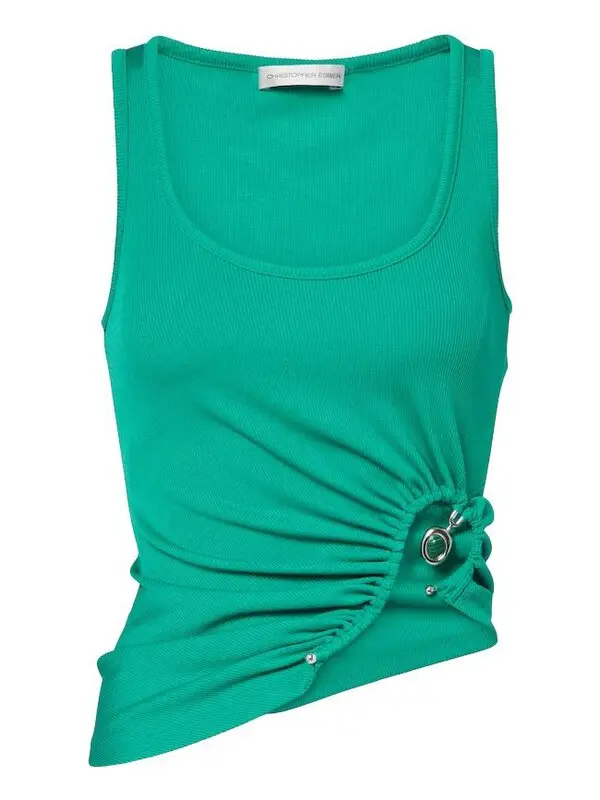 Christopher Esber Gathered Tank Top With Natural Stone Detail - Green