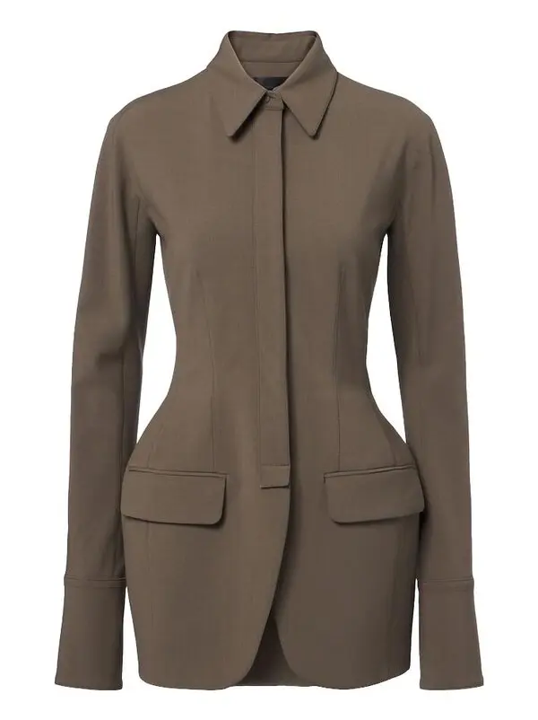 MUGLER Wool-blend Jacket - Brown