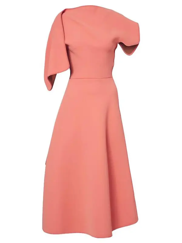 Maticevski Diadem Draped Asymmetric Midi Dress In Glow - Pink
