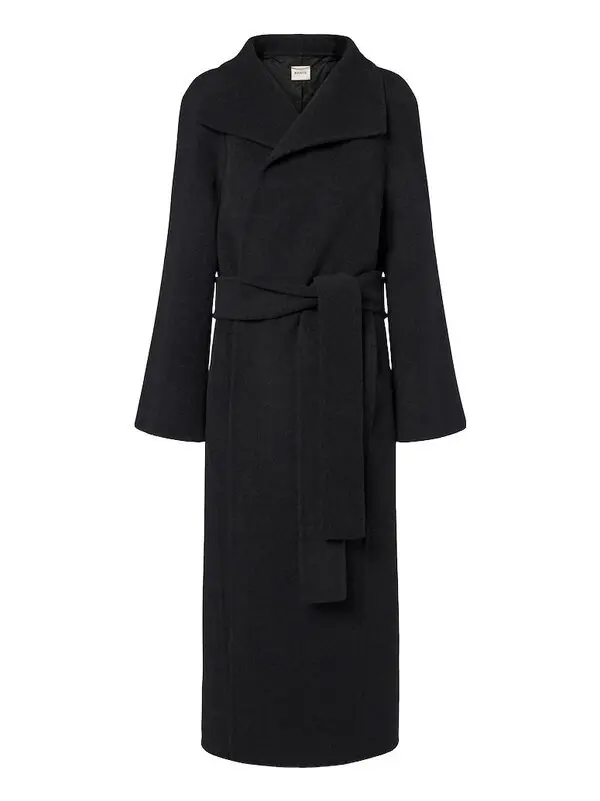 Khaite Romare Wool Wrap Coat - Black