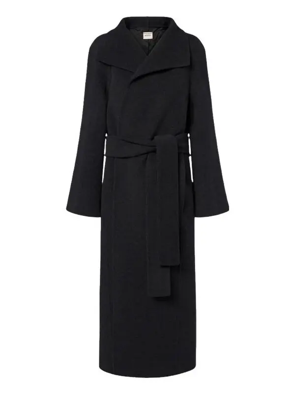 Khaite Romare Wool Wrap Coat - Black