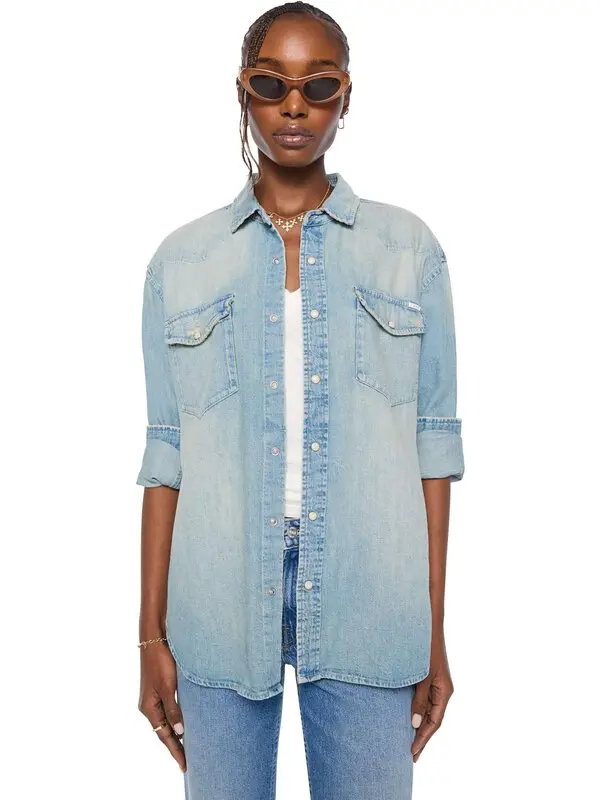 MOTHER The Rowdy Roadshow Oversized Denim Shirt - Blue