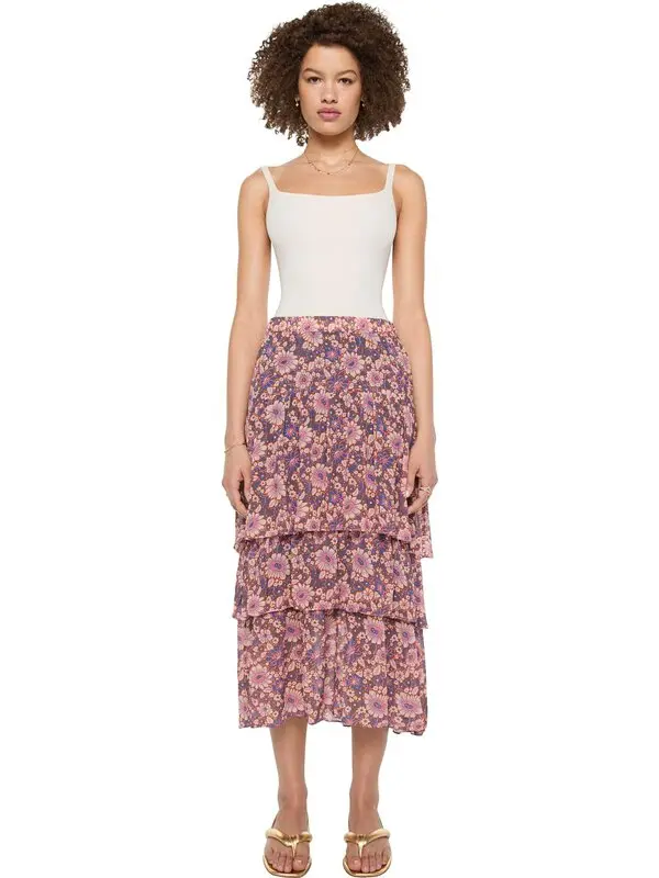 DDA HOLDINGS INC./ XIRENA DIVISION Xirena Gretchen Tiered Floral Midi Skirt - Pink