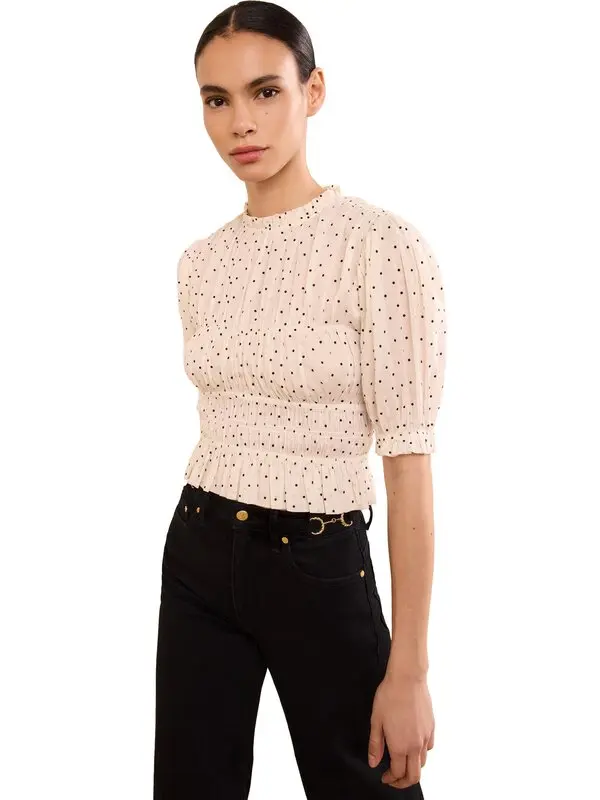 Ulla Johnson Rae Polka Dot Cotton Top - Blanc